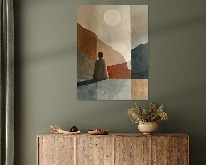 Dagdromer, modern en abstract in aardetinten van Studio Allee op canvas, behang en meer